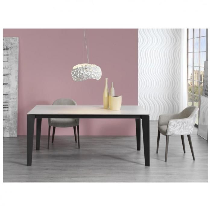 Table repas extensible GEO 10 couverts 140/240x90cm pieds noirs plateau ...