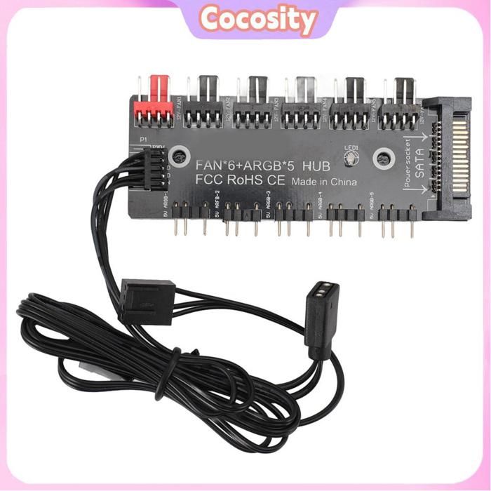 Hub Argb et PWM, 5 x 5V 3pin PORTS ARGB ET 6 X 12V 4pin PWM PORTS, 15pin SATA Alimentation CPU ...