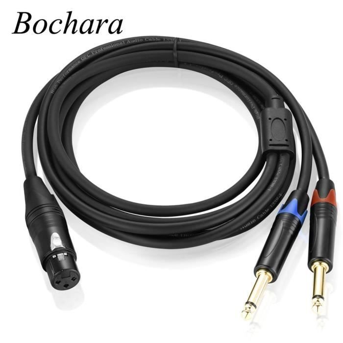 Câble noir - 2m - câble séparateur XLR femelle à double 1-4 "TS 6.35mm ...