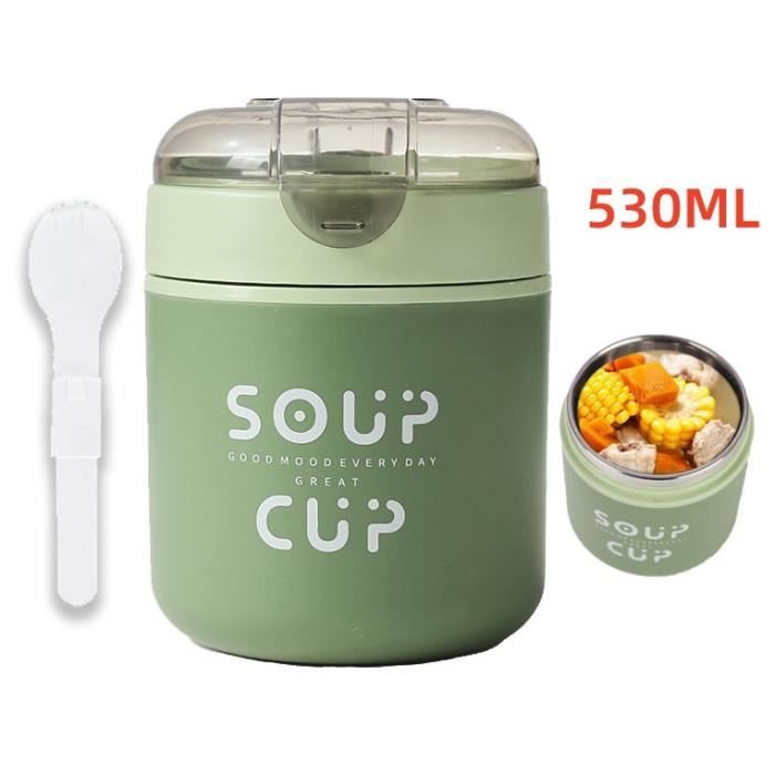 Boîte Alimentaire Isotherme - Grande Bouche - Acier Inoxydable 304 - 530ML - Étanche - Portable ...