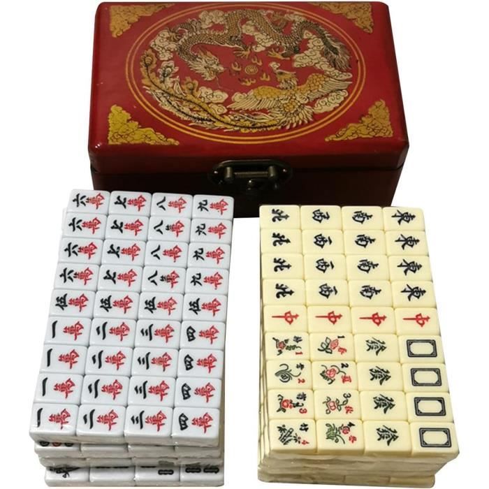 Portable Chinese Mahjong Box Rare 144 Vintage Mahjong Set Travel Party ...