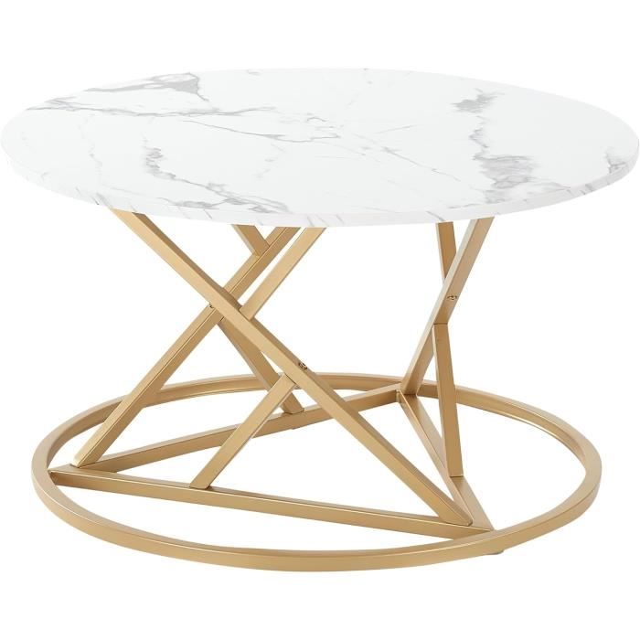 Table Basse En Marbre Blanche Ronde Pour Salon, Canapé Moderne, Avec ...