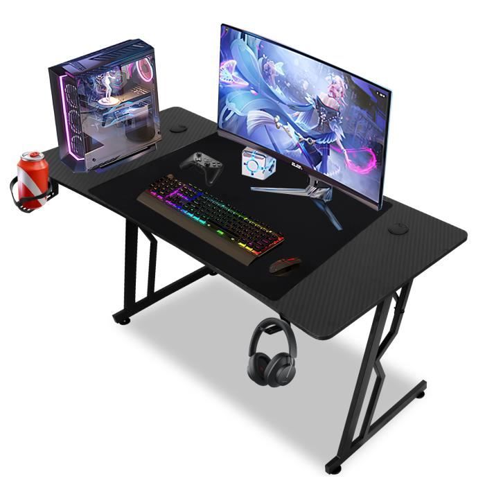 Bureau Gamer - Hengda - 120x60cm - Surface en fibre de carbone ...