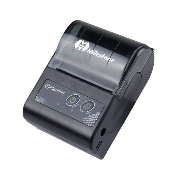 Imprimante thermique portable - Mini - 58mm - Sans encre - Bluetooth - Rechargeable 1200mAh ...