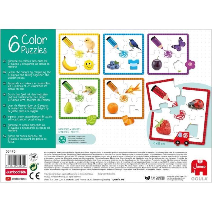 Goula- 6 Color Puzzles en Bois et Carton pour Apprendre Les Couleurs ...