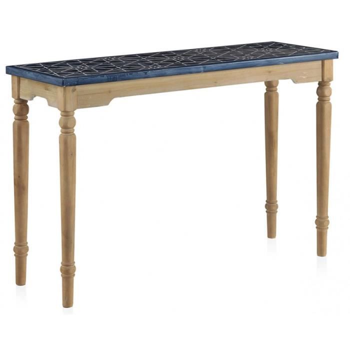 Console en panneaux MDF plaqué en imitation de céramique bleue ...