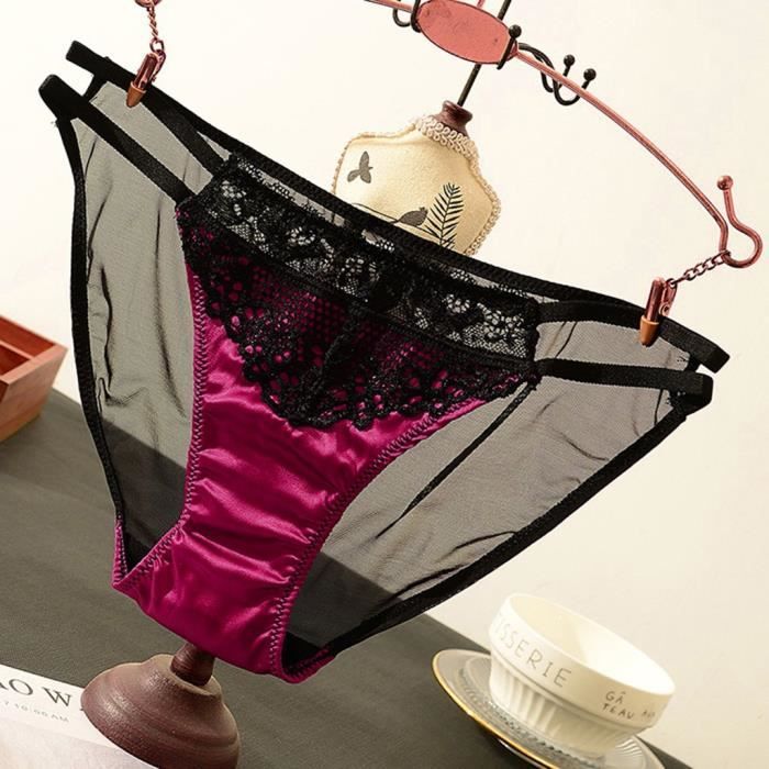 String Tanga Pour Femme en dentelle multicolore Dark burgundy Dark ...