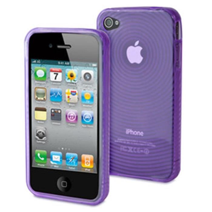 Coque iPhone 4 en silicone violet effet ondes + - Cdiscount Téléphonie
