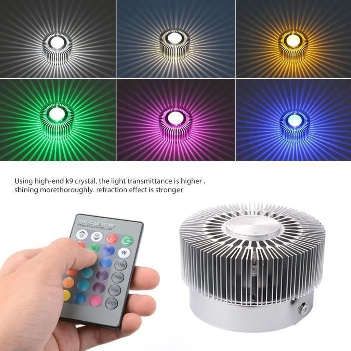 Qualité-3W Applique Interieur Murale à Télécommande RGB LED Lumière ...