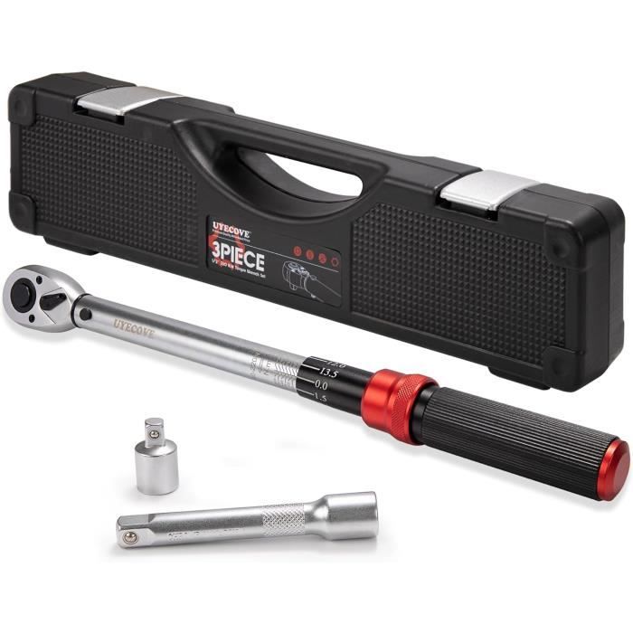 UYECOVE Lot de 3 clés dynamométriques 1-2" à clic 40-220 NM-29,5-162,4FT.LB, jeu de clés ...