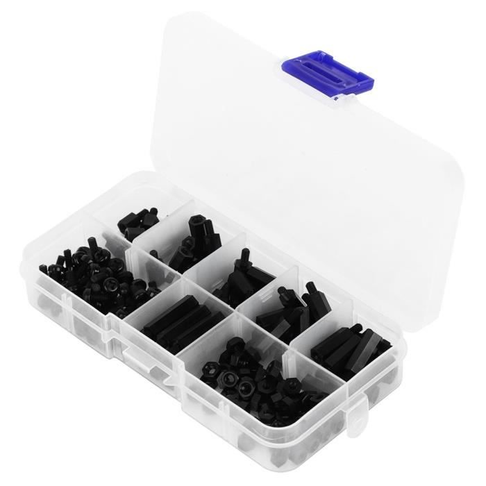 Vis Écrou Mâle-Femelle Combinaison Assortiment M3 Nylon 180pcs(Noir ...