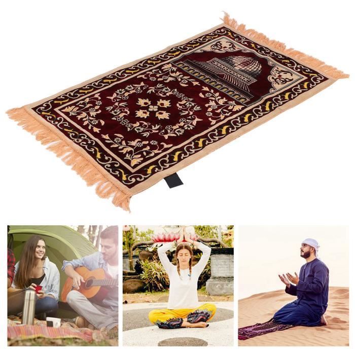 JIA Tapis de prière musulman en fibre de polypropylène portable exquis ...