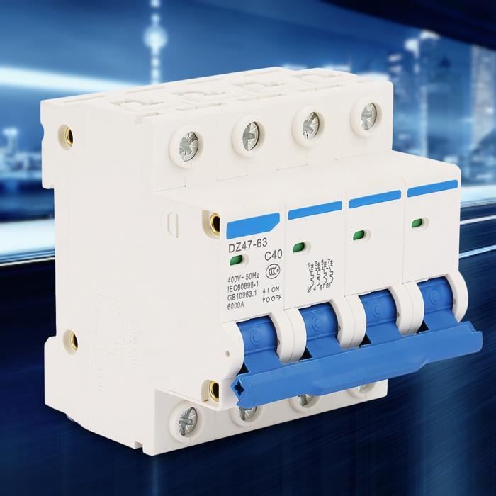YUI HURRISE Disjoncteur miniature Disjoncteur, DZ47-63 Interrupteur Automatique 4P 40A 400V 50Hz ...