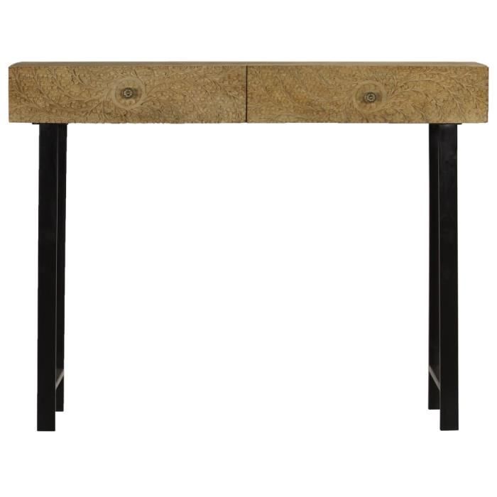 Table console en bois de manguier massif avec 2 tiroirs - CIKONIELF ...