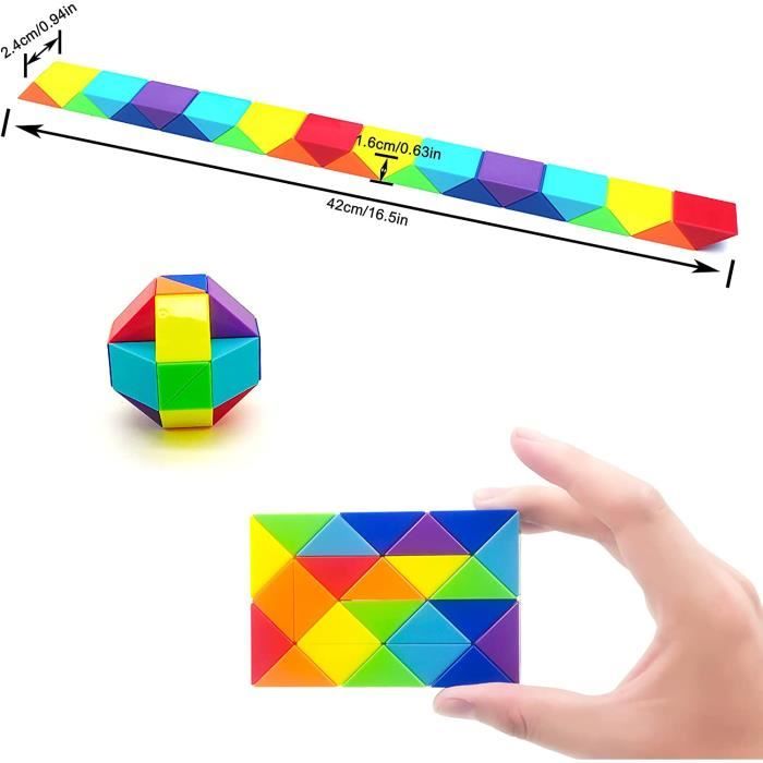 1 Puzzle Snake Toy Cube Twist 24 Wedges, Grande Taille, Macaron Magic ...