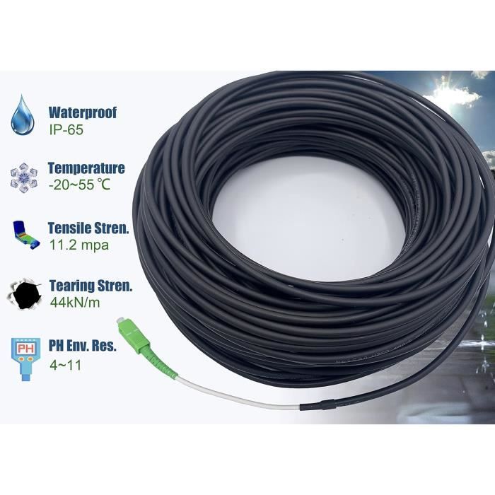Câble à Fibre Optique pour Extérieur, Simplex Monomode SC-APC à SC-APC 5,0mm, Compatible avec ...