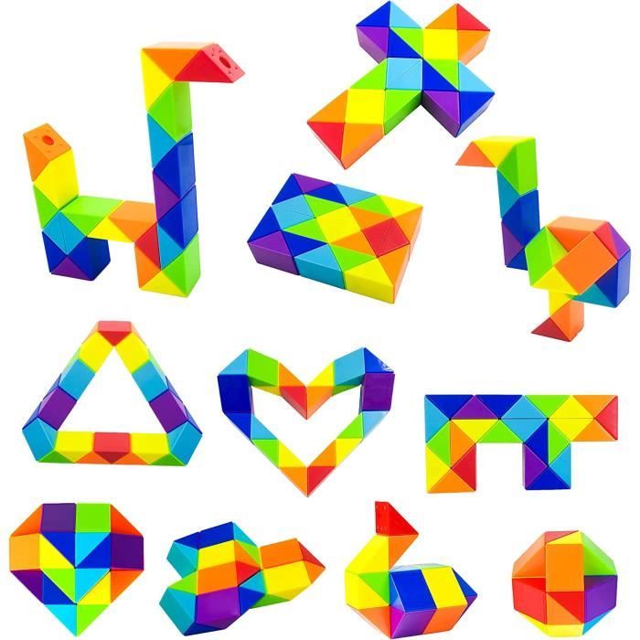 1 Puzzle Snake Toy Cube Twist 24 Wedges, Grande Taille, Macaron Magic ...