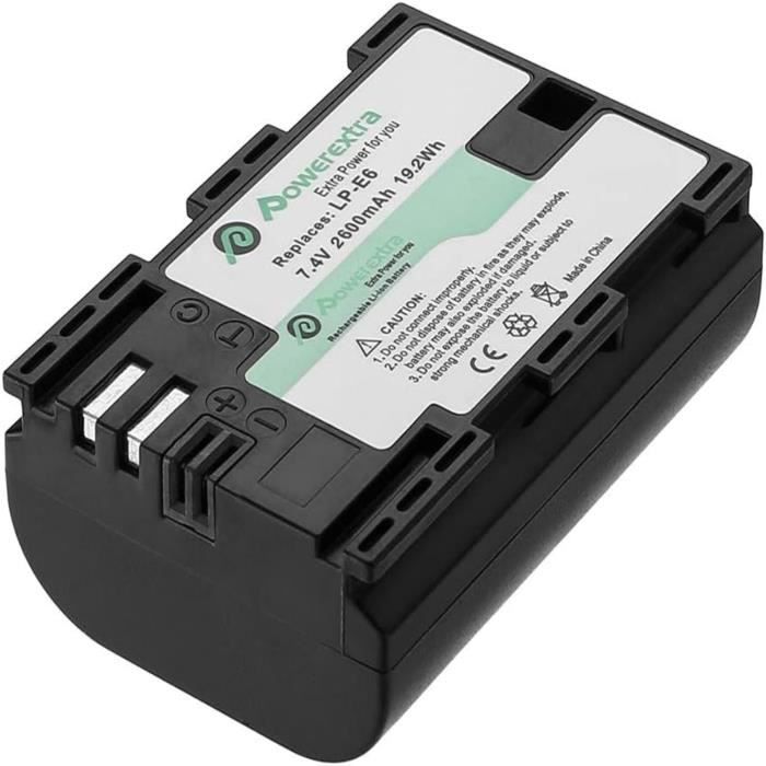 2 Remplacement Batteries Canon Lp-E6 Lp-E6N 2600Mah Pour Canon Eos 80D ...