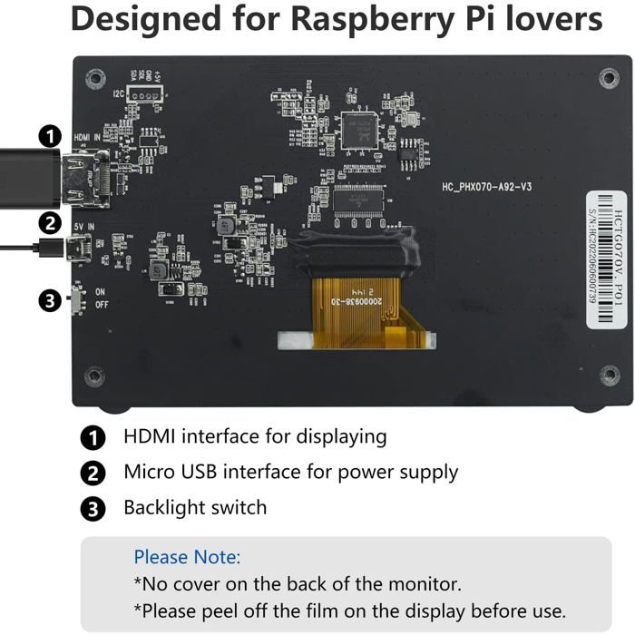 Écran mini moniteur 7 pouces - DEBSY - 800x480 - IPS - Non tactile ...