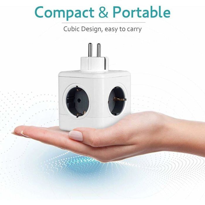 Multiprise murale cube 4 prises + 2 USB + 1 Type-C avec interrupteur ...