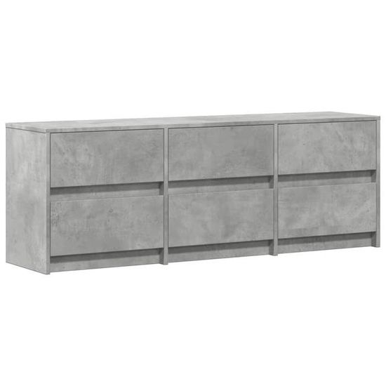 Meuble TV/Hi-Fi - mango - avec LED - gris béton - 140x34x50 cm - bois d ...