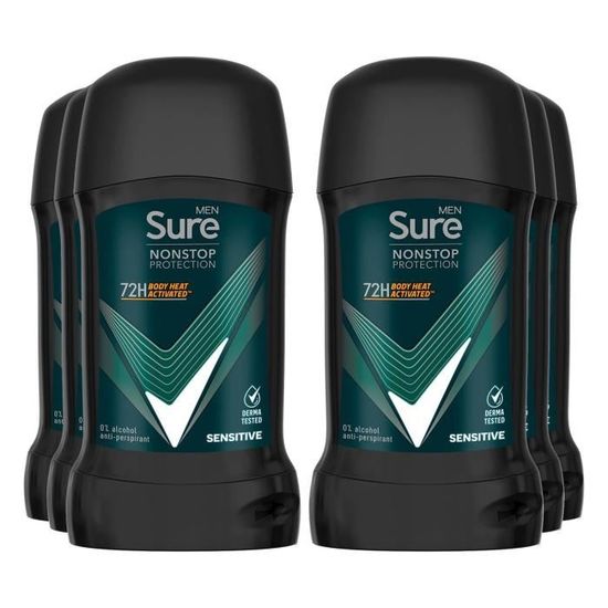 Antiperspirant Deodorant Stick - Sure - Men Sensitive - 72H Nonstop ...