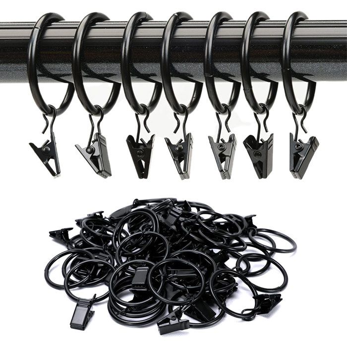 Lot de 40 anneaux de rideaux, anneau de rideau avec clips, anneaux de ...