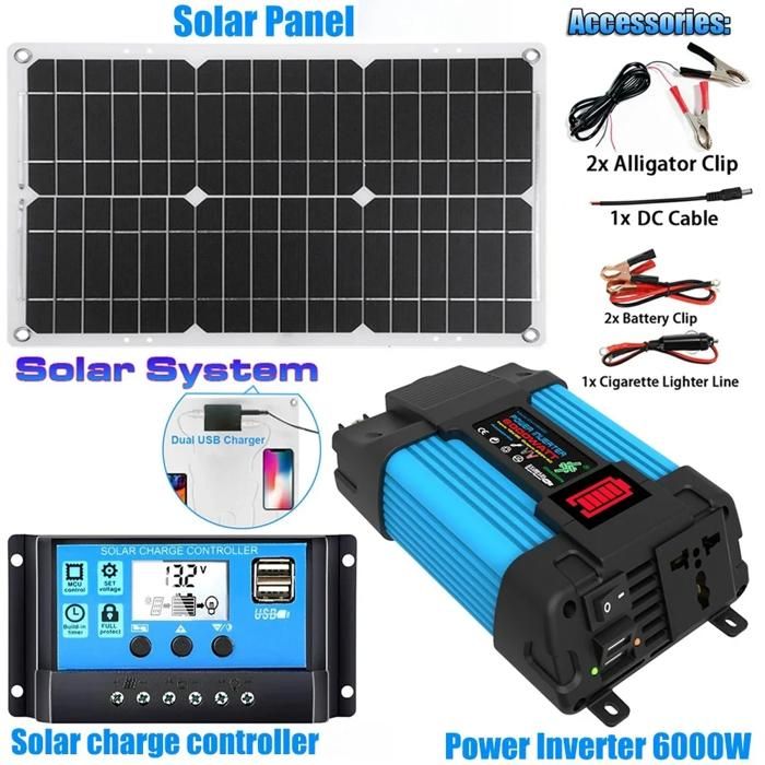 PENG - PANNEAU SOLAIRE - Système solaire complet, onduleur 220V 6000W ...