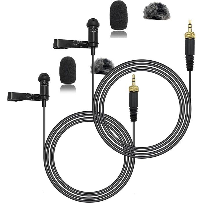 Lot de 2 microphones cravate filaires omnidirectionnels à condensateur ...