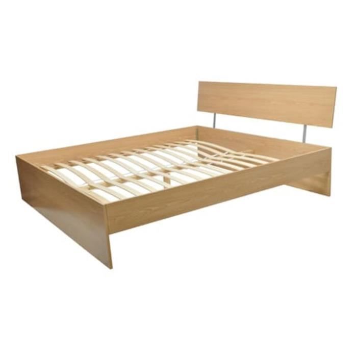 STRUCTURE DE LIT--Lit en bois aggloméré 180 x 200 cm brun clair ...