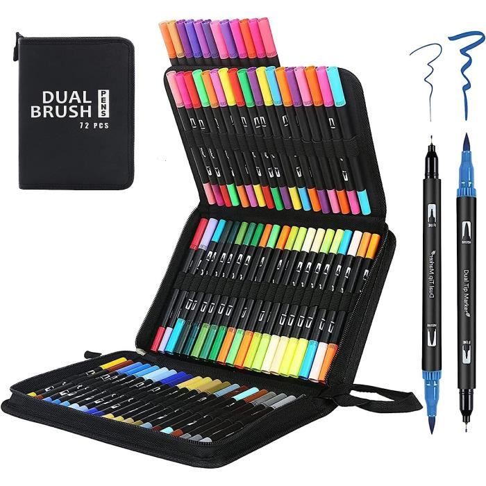 Feutre Coloriage, 72 Stylos À Colorier Stylos Pinceaux À Double Pointe ...