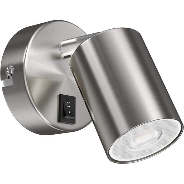 Spot Mural , À Une Flamme, Avec Interrupteur, Gu10, Chrome Mat, Ampoule ...