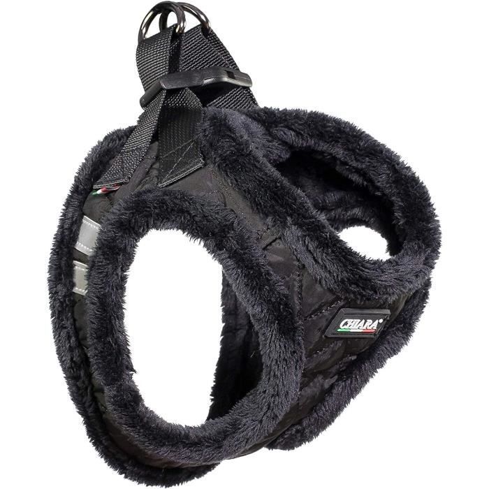 Harnais d'Hiver pour Petits et Moyens Chiens - CHIARA - Harnais Veste - Noir - Doux et ...