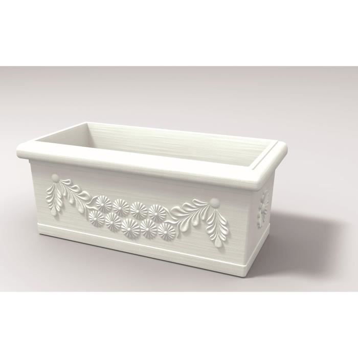 Kloris Pot de Fleurs rectangulaire Festonato 80 résine Couleur Blanc polyéthylène Design ...
