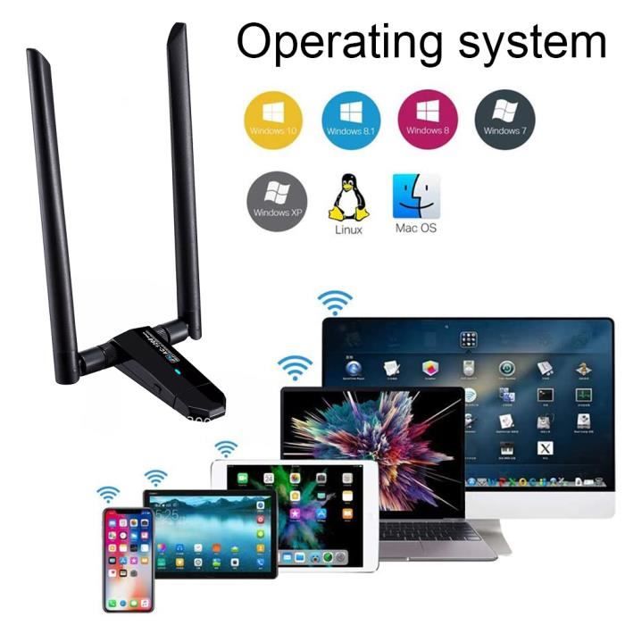 Récepteur WiFi - MT7612U - Dongle USB 3.0 - Double bande 2.4/5.8 GHz ...