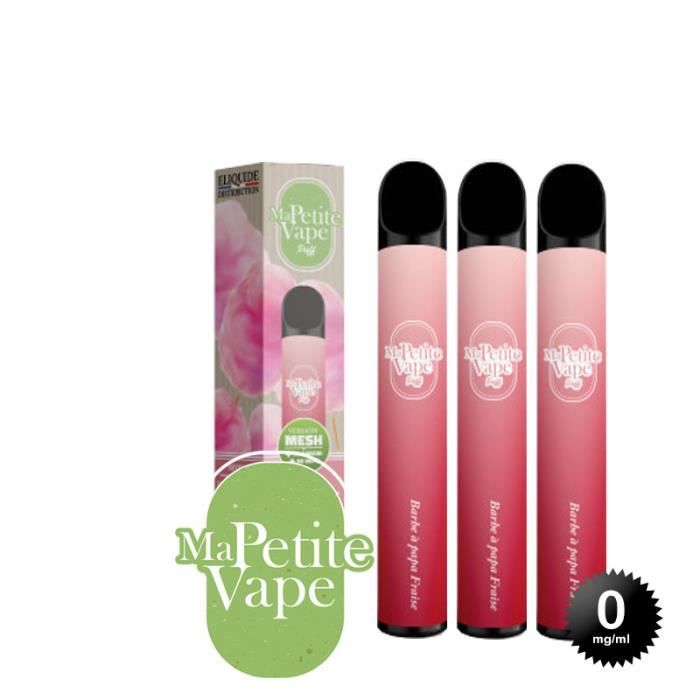 LOT DE 3 PUFFS "MA PETITE VAPE" SAVEUR BARBE A PAPA FRAISE EN 0MG ...
