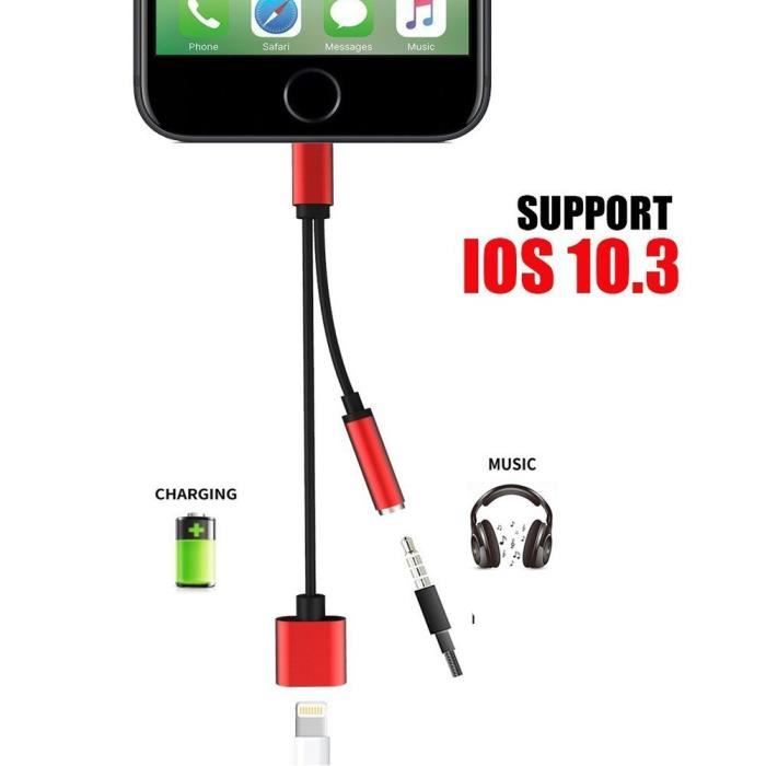 2 en 1 adaptateur Lightning pour iPhone 8 8 Plus 7 7 Plus, chargeur and ...