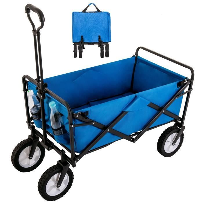 Chariot de Jardin Pliable avec 4 Roues Charge Maximum 80 Kg + Bache ...