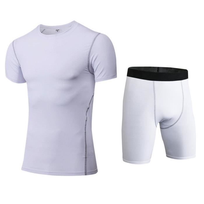 Ensemble Vêtements de Compression Homme Vetement Fitness Legging Shorts ...