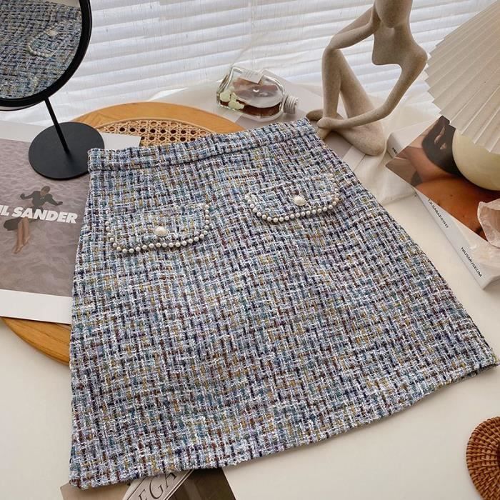 Jupe en Tweed pour femmes - NZDK641[C59] - Mini jupe taille haute ...