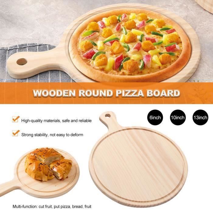 VICICA 6 pouces Planche à pizza ronde en bois plat de service assiette ...