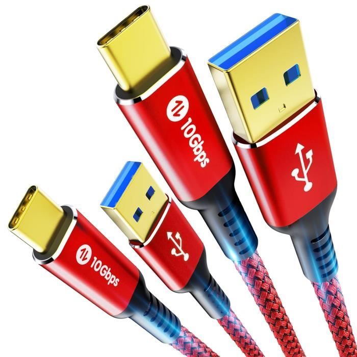 Câble Usb C [Lot De 2, 1M], Cable Usb C 3.1 Gen 2 10Gbit-S Charge ...