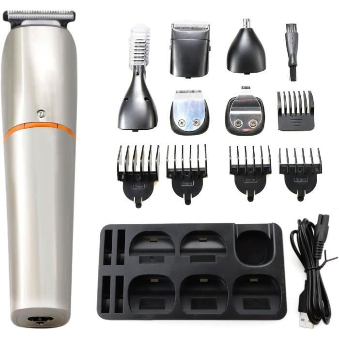 Tondeuse À Cheveux Professionnelle Pour Homme,Poils De Nez,Oreilles Et Coiffage 6 En 1,Kit De ...