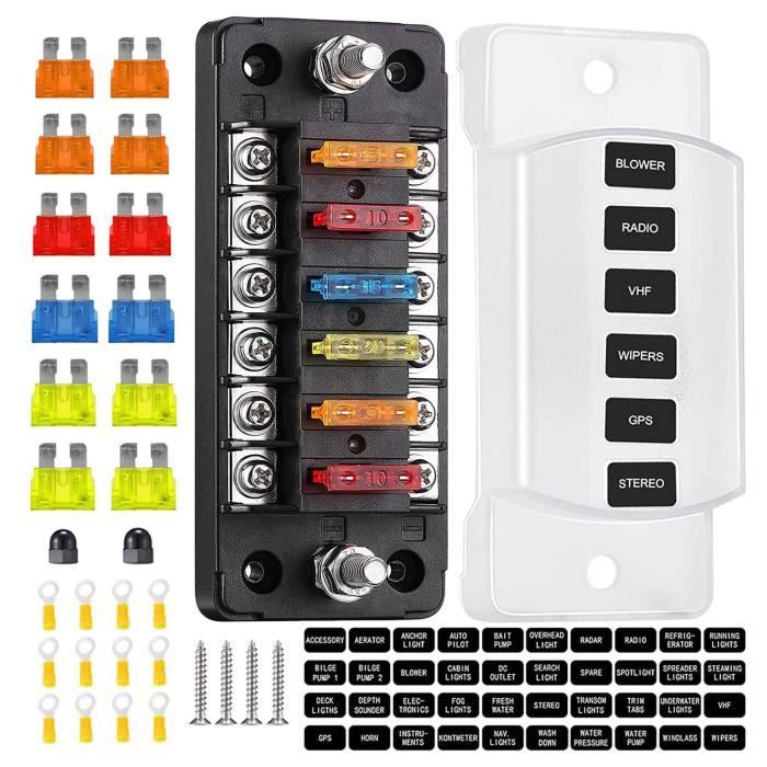 6 Way Fuse Block Blade Fuse Box with Negative Bus - ATC-ATO for Boat ...