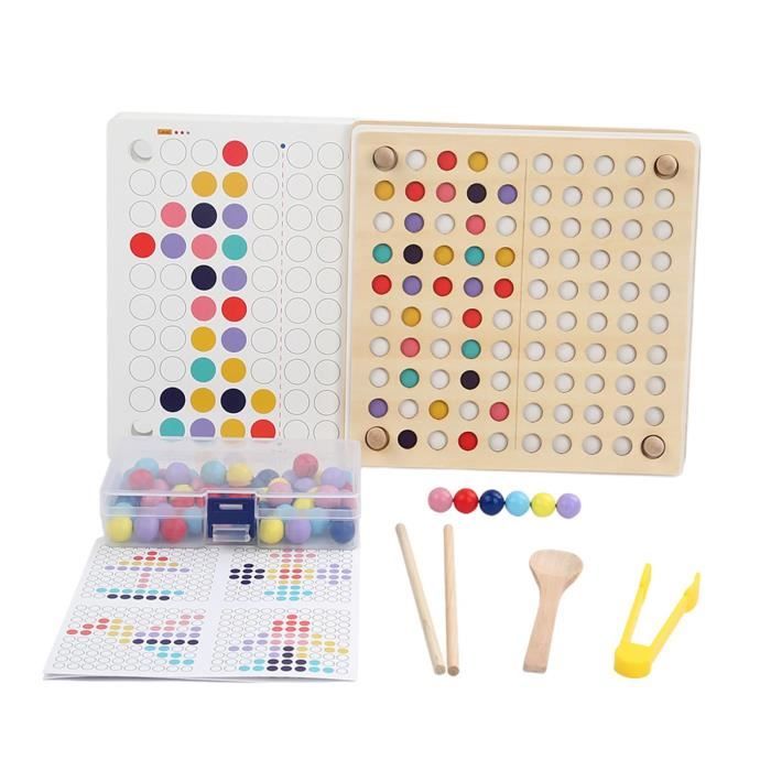 Montessori Jouets Éducatifs Clip Perles Jeu Couleur Perception Carte ...