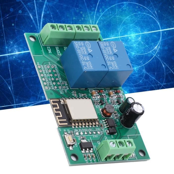 YOSOO Module Relais WiFi Double Canal PCB DC 880V pour Développement et Apprentissage ESP8266 ...