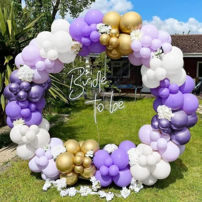 Arche Ballon Anniversaire Violet, Guirlande De Ballon Violet Or, 125 ...