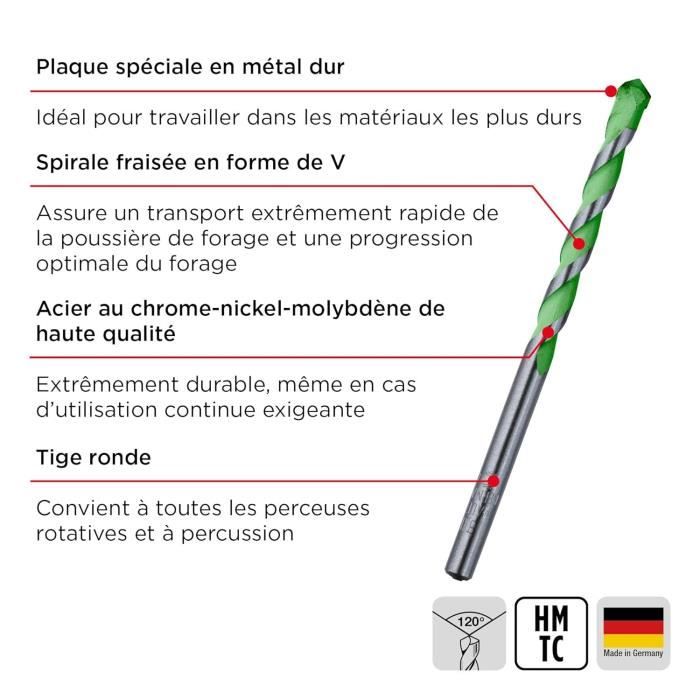 Hardcut Foret à granit Ø 10 mm avec tranchant spécial en métal dur ...