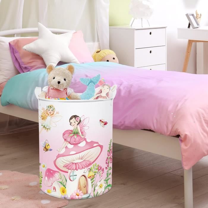 45L Corbeilles À Linge Filles Fées Maison Champignon Fleur Rose Paniers ...
