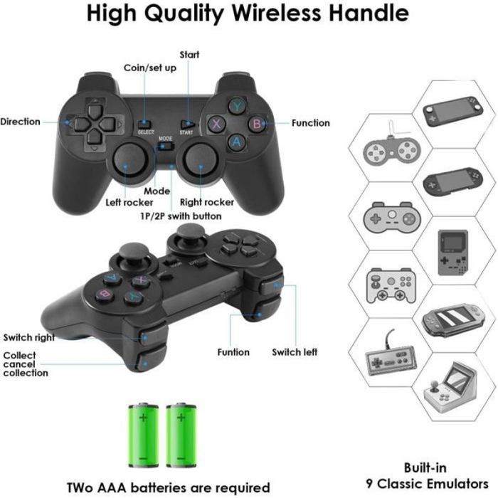 Console de Jeu Vidéo avec 20000 Jeux Intégrés Manette sans Fil Clé de ...